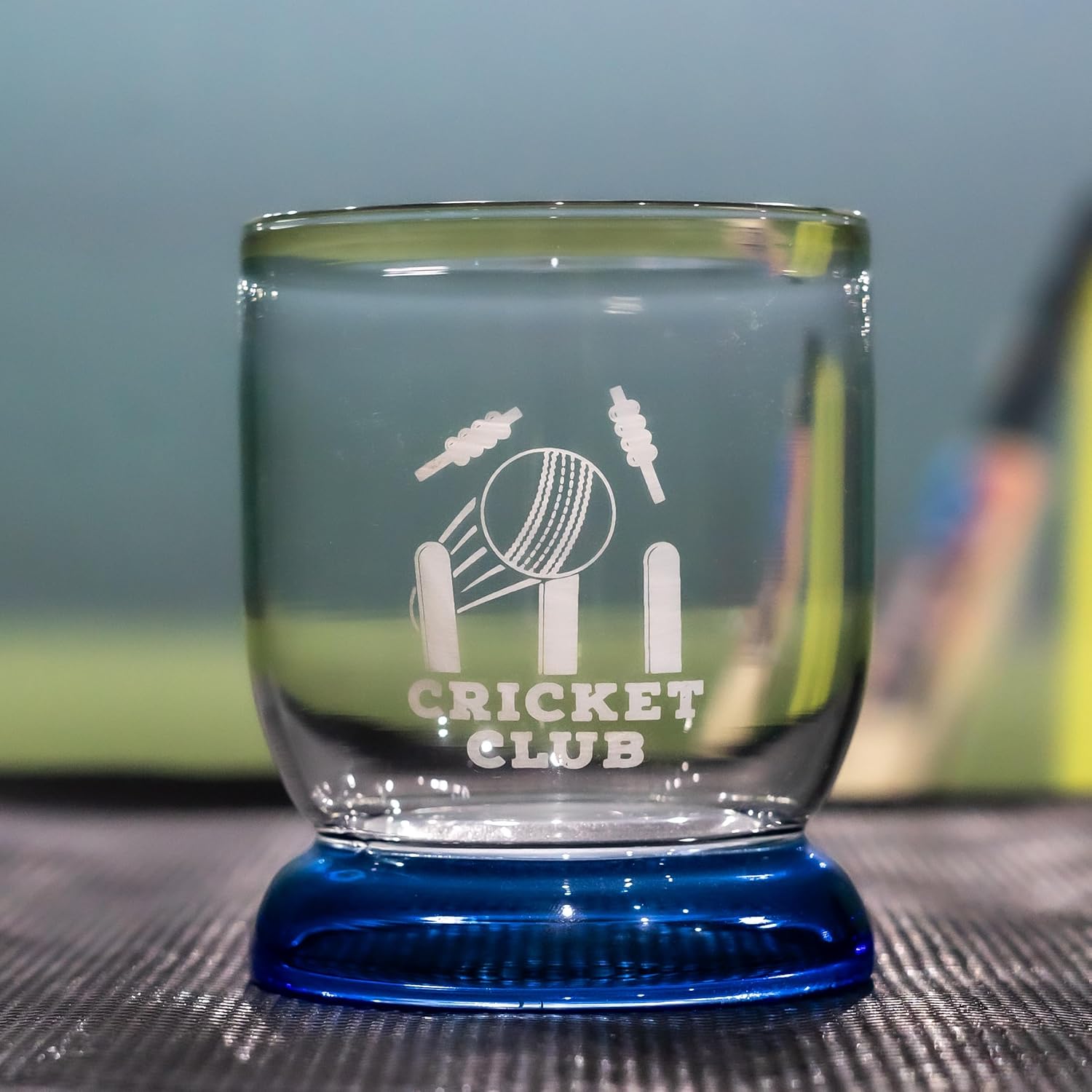 Borotech Cricket Glass with Team Colored Base, 300 ml Capacity, Engrav
